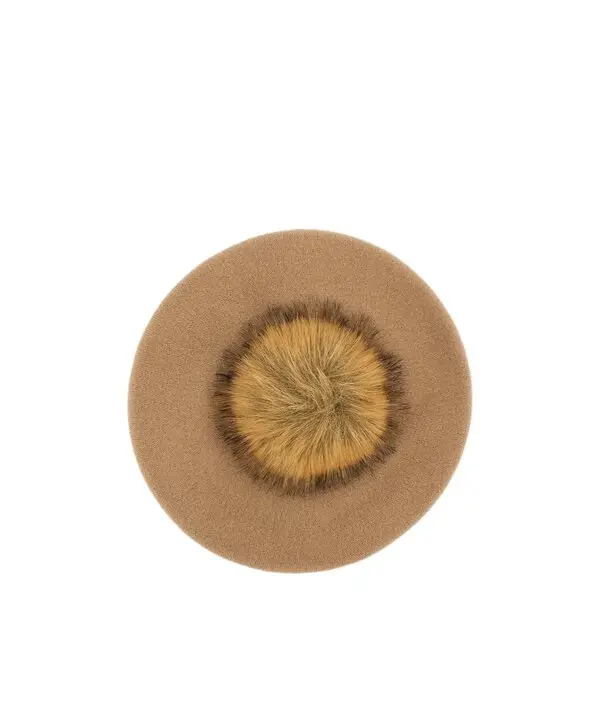 Borsalino Pom-pom Logo-plaque Beret - Brown