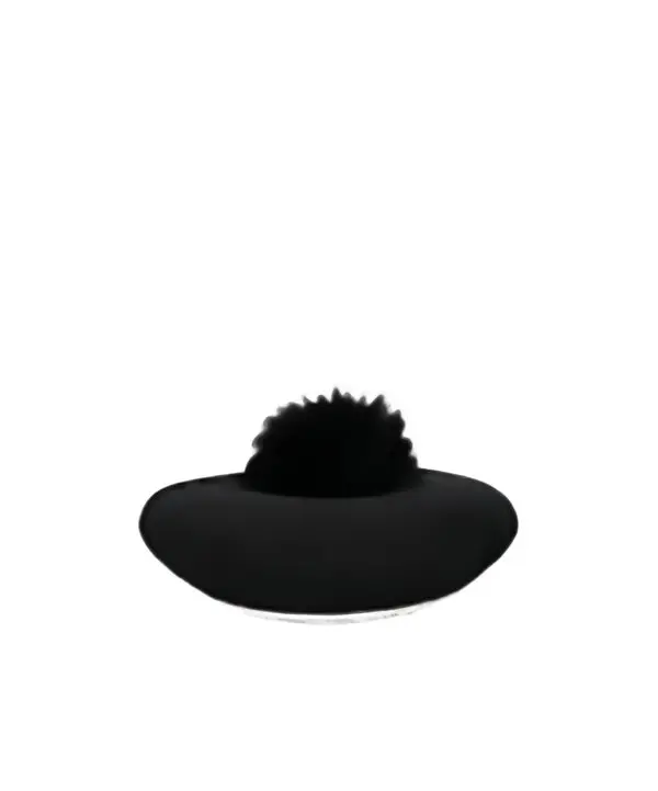 Borsalino Pompom-detail Wool Beret - Black