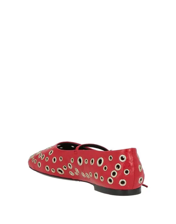 Tory Burch Leather Mary Jane Flats With Perforations And Embellished Buckle