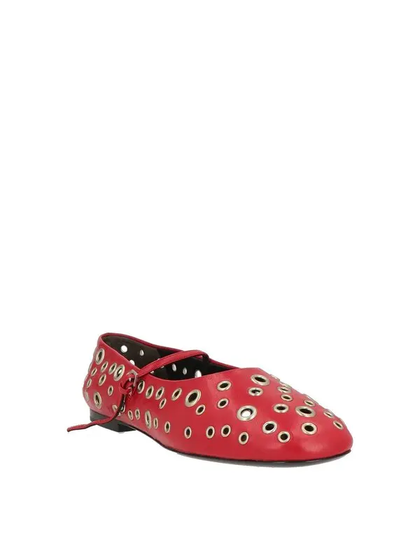 Tory Burch Leather Mary Jane Flats With Perforations And Embellished Buckle