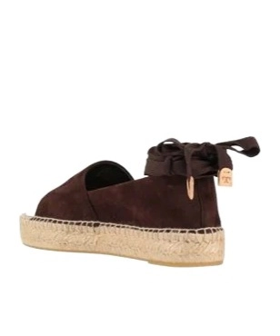 Tory Burch Suede Lace-up Espadrilles - Black