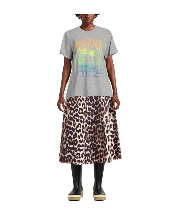 GANNI Printed Crew Neck Short-sleeve T-shirt