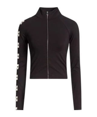 Tory Burch Stand-collar Full-zip Cropped Top - Black