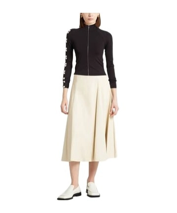 Tory Burch Stand-collar Full-zip Cropped Top