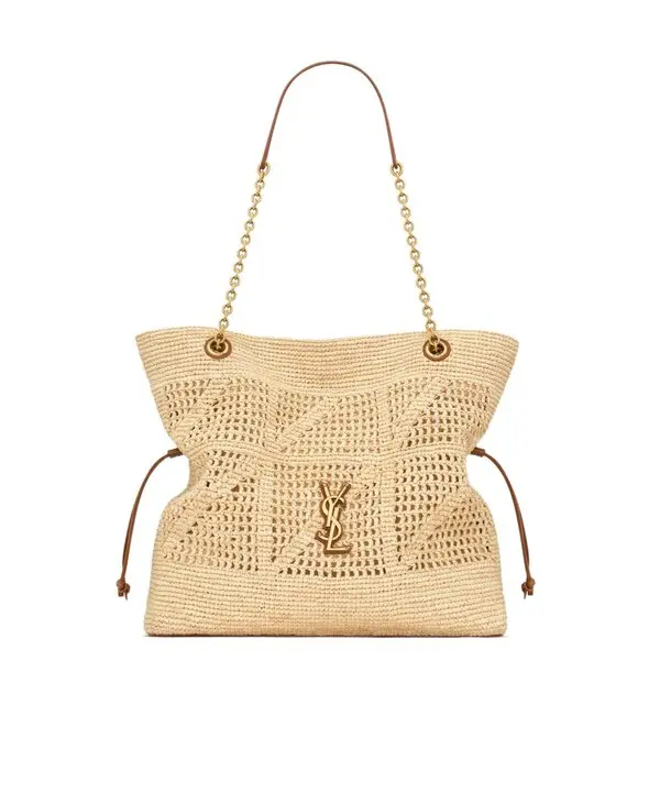 Saint Laurent Jamie Logo Plaque Shopping Bag - Nude