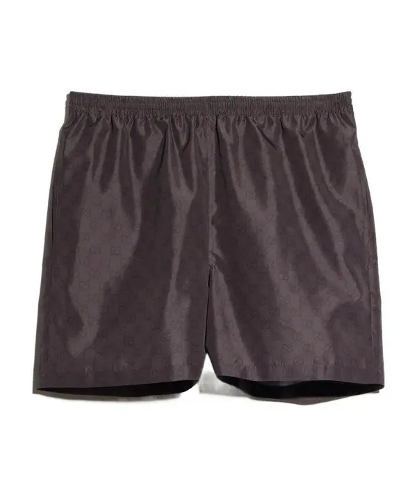 Gucci Printed Polyester Poplin Swim Shorts - Dark Brown