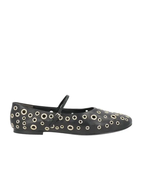 Tory Burch Minimalist Leather Mary Jane Flat Shoes - Black