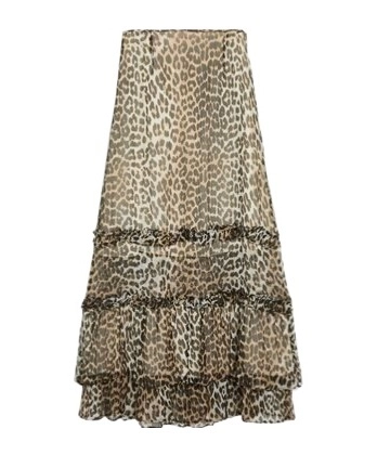 GANNI High-waisted Long Leopard-print A-line Skirt - Nude