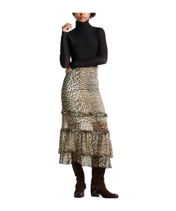 GANNI High-waisted Long Leopard-print A-line Skirt