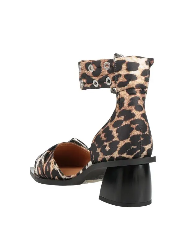 GANNI Leopard Print Satin High Heels