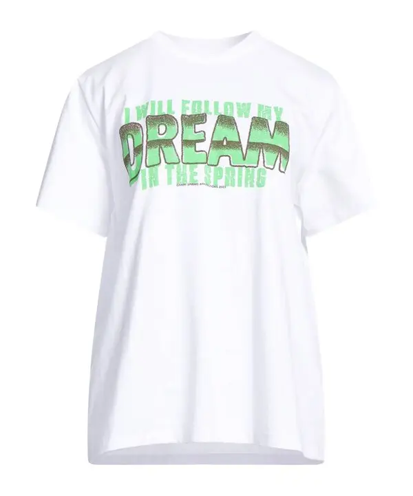 GANNI Printed Crewneck Short Sleeve T-shirt - White