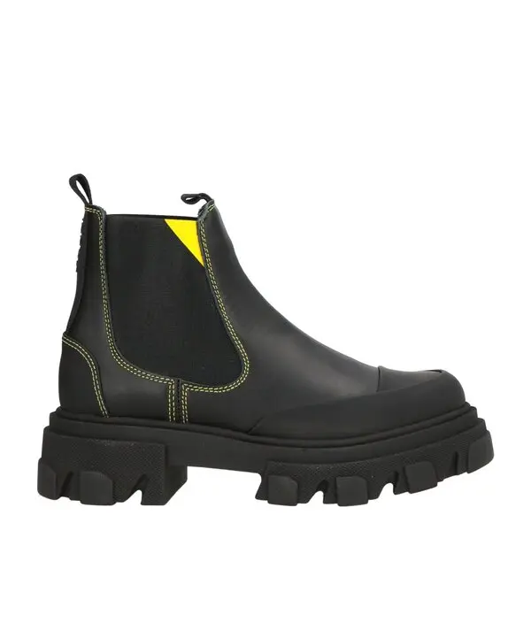 GANNI Round-toe Platform Leather Boots - Black
