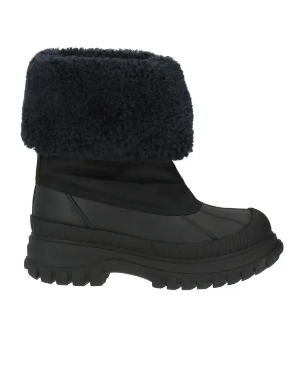 GANNI Fleece Platform Ankle Boots - Black