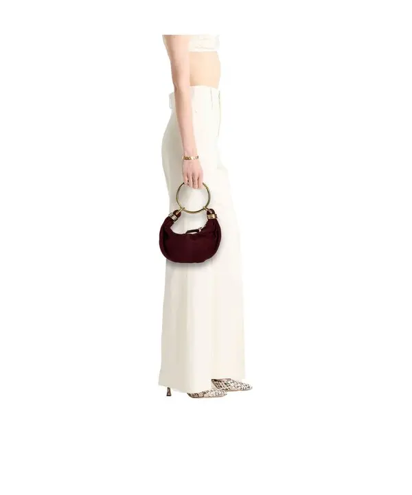 Chloé Suede Crossbody Bag With Gold Tone Hoop Handle
