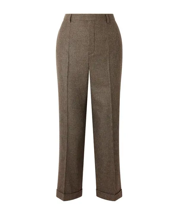 Loro Piana Wool And Cashmere Blend Cropped Straight-leg Pants - Brown