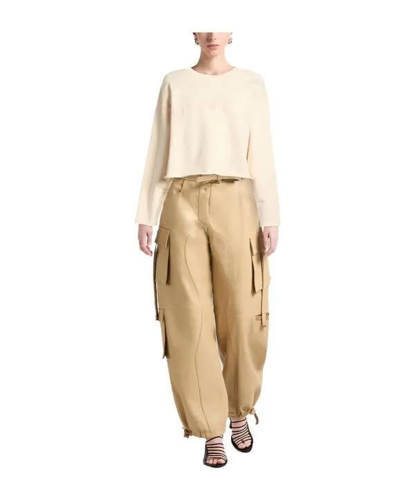 MAISON MARGIELA Cropped Crew-neck Sweatshirt With Embroidered Logo