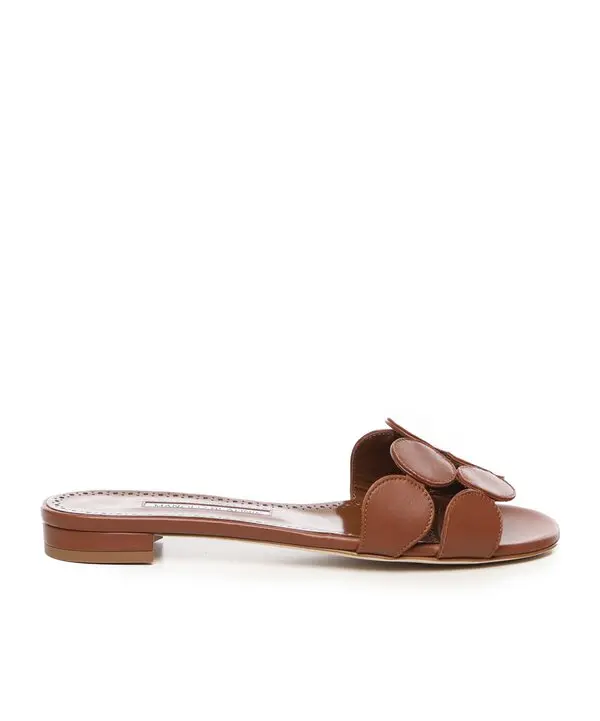 Manolo Blahnik Circle Slide Sandals - Brown