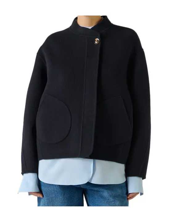 Soeur Short Coat With High Neck And Side Pockets