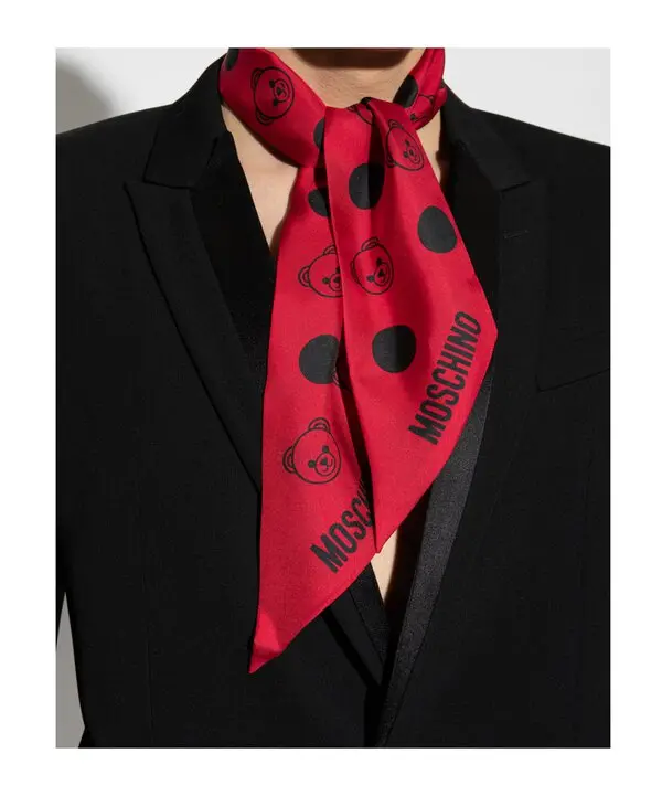 Moschino Polka Dot Teddy Motif Scarf