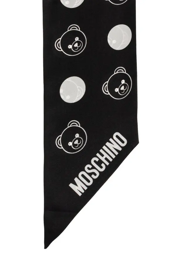 Moschino Polka Dot Teddy Logo Scarf