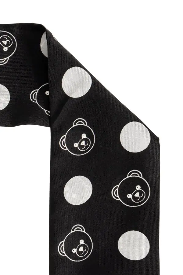 Moschino Polka Dot Teddy Logo Scarf