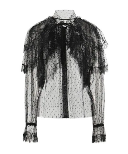 Dolce & Gabbana Lace Long Sleeve Blouse - Black