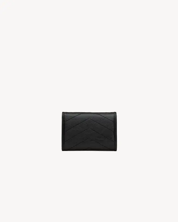 Saint Laurent Niki Portefeuille Fin À Trois Volets En Cuir Vintage - Black