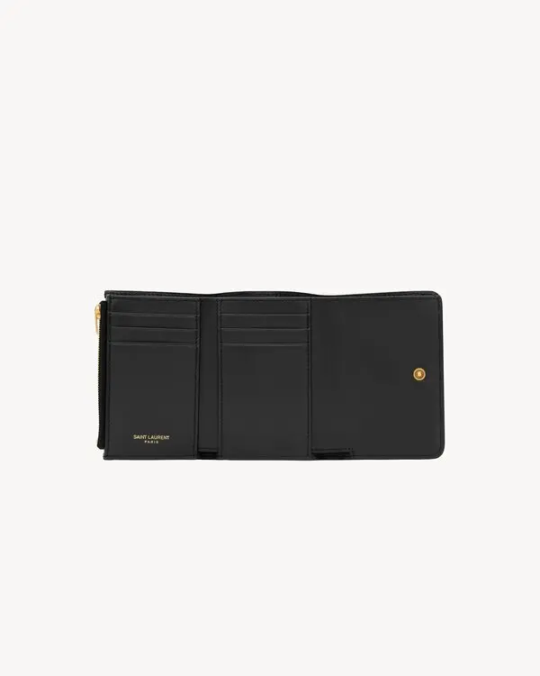 Saint Laurent Niki Portefeuille Fin À Trois Volets En Cuir Vintage - Black