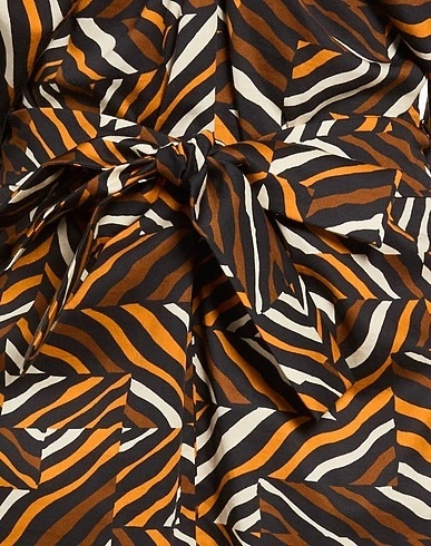 Max Mara Zebra Print V-neck Short Sleeve Belted Dress