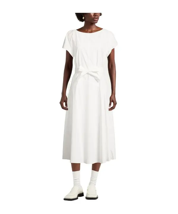Max Mara Short Sleeve Belted Poplin Dress