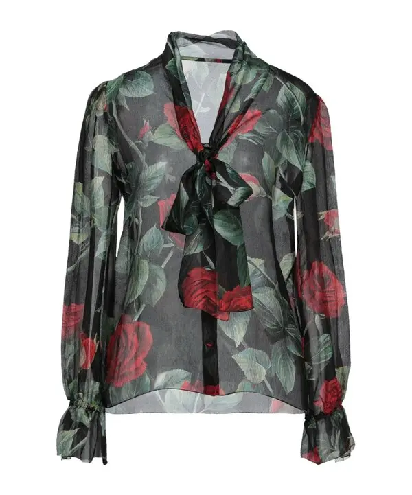 Dolce & Gabbana Bow-tie Floral Shirt - Black