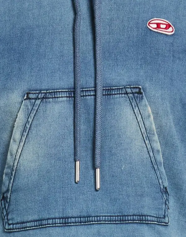 DIESEL® Mid-wash Denim Embroidered Hoodie