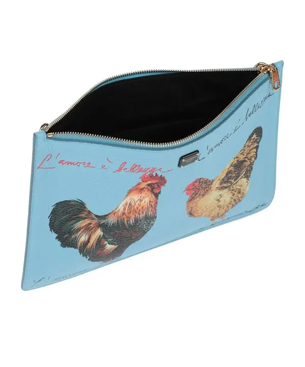 Dolce & Gabbana Leather Clutch With Chicken Print