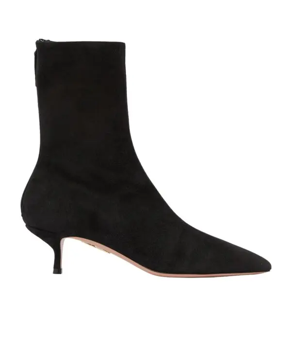 AQUAZZURA Pointed Toe Zip Up Ankle Boots - Black