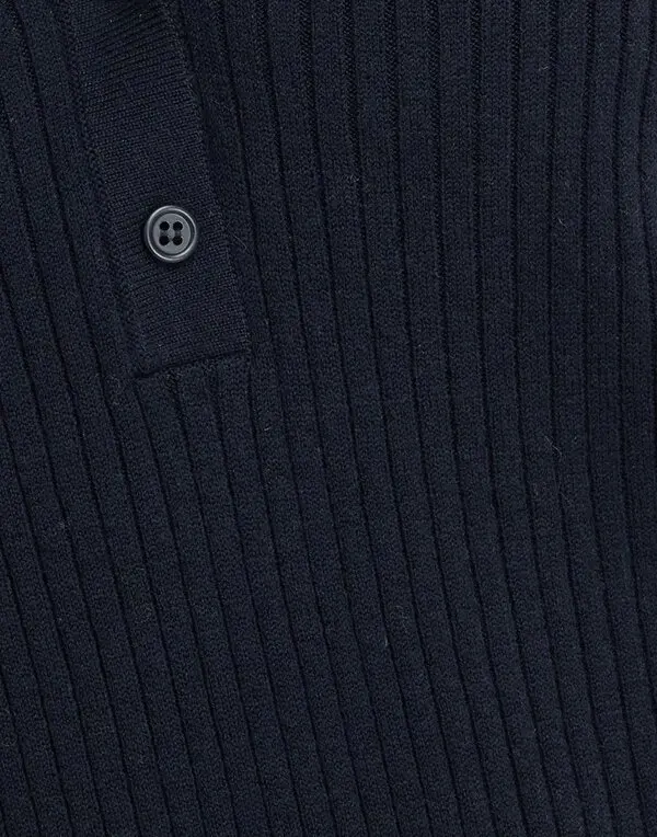 Max Mara Ribbed Henley Knit Top