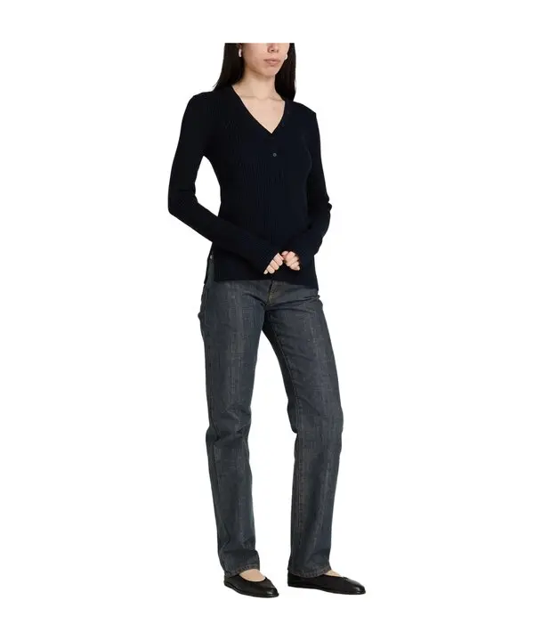 Max Mara Ribbed Henley Knit Top