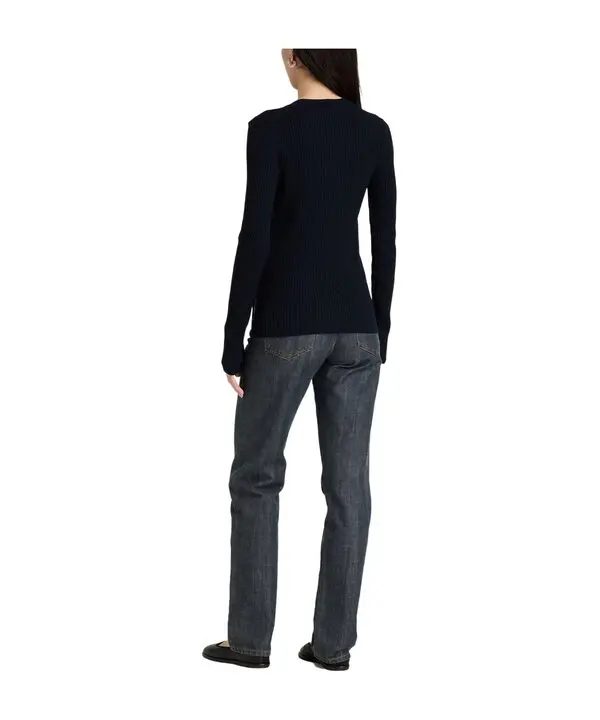 Max Mara Ribbed Henley Knit Top