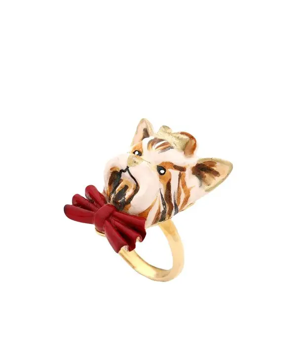 Dolce & Gabbana Cat Head Enamel Ring - Yellow