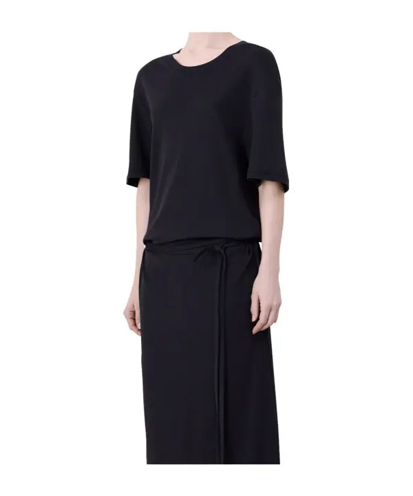 LEMAIRE Short Sleeve Round Neck Midi Dress With Belt
