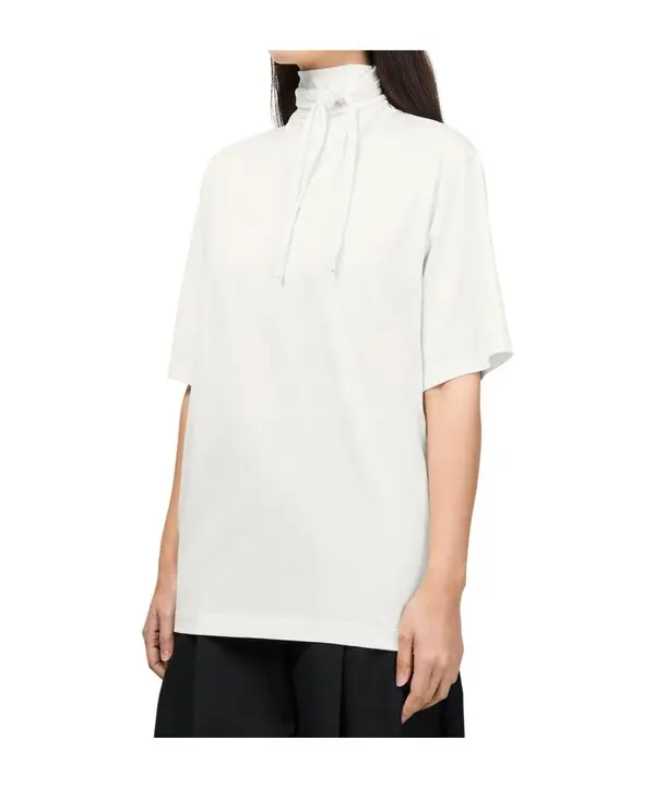 LEMAIRE Short-sleeve T-shirt With Tie Neck Detail
