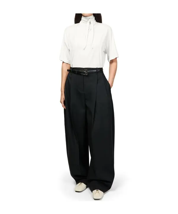 LEMAIRE Short-sleeve T-shirt With Tie Neck Detail