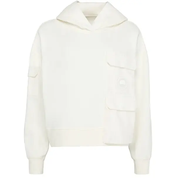 Canada Goose Yates Cropped Hoodie With Flap Pockets - White