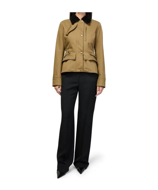 Alexander McQueen Asymmetrical Cut Jacket With Gold Finish - Brown