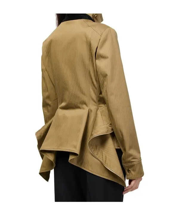Alexander McQueen Asymmetrical Cut Jacket With Gold Finish - Brown