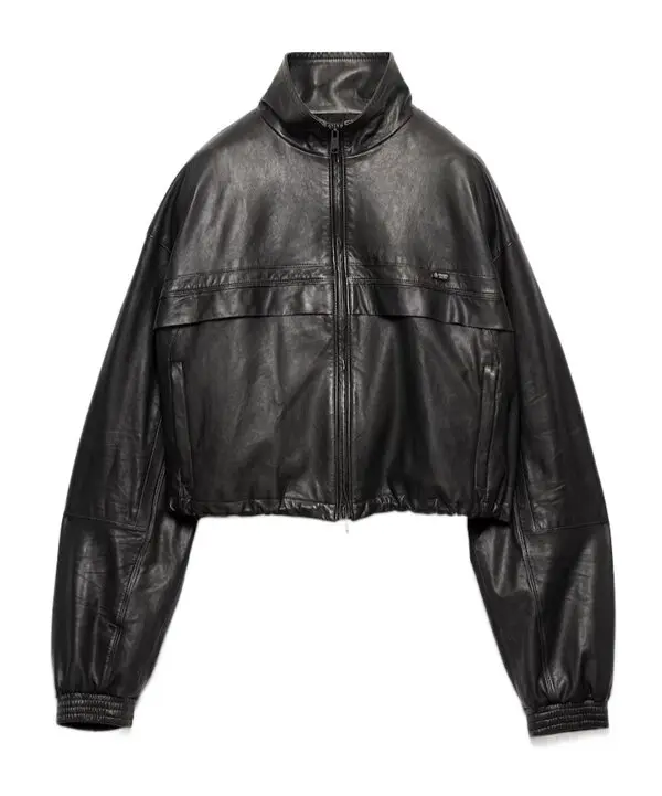 Prada Nappa Leather Zip-up Jacket - Black