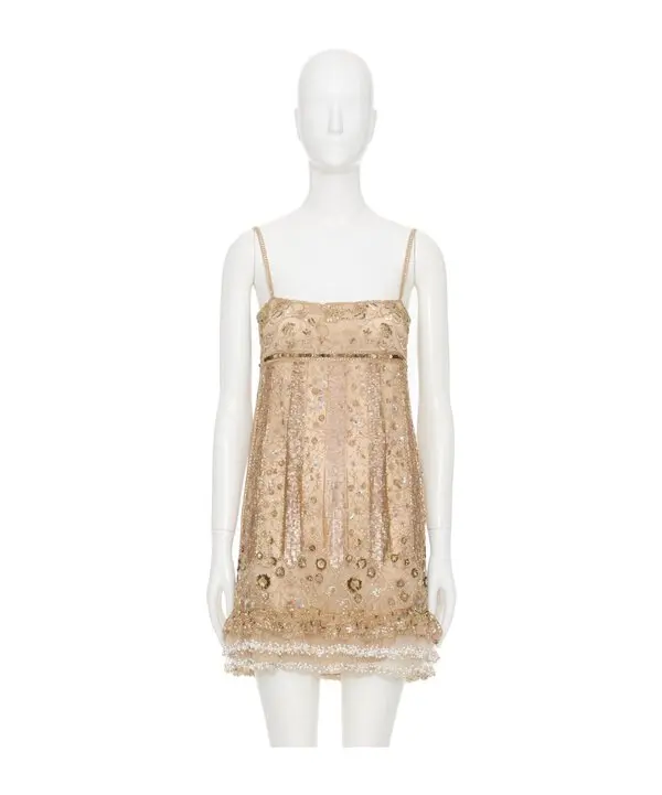 Valentino Garavani Embellished Sling Dress - Gold