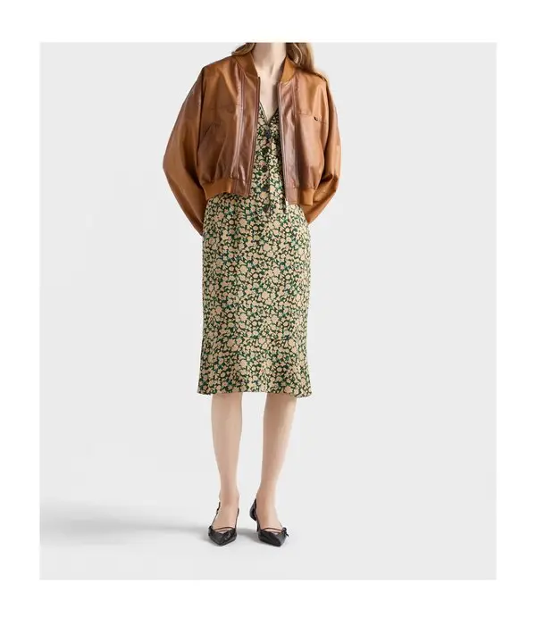 Prada Cropped Nappa Leather Bomber Jacket