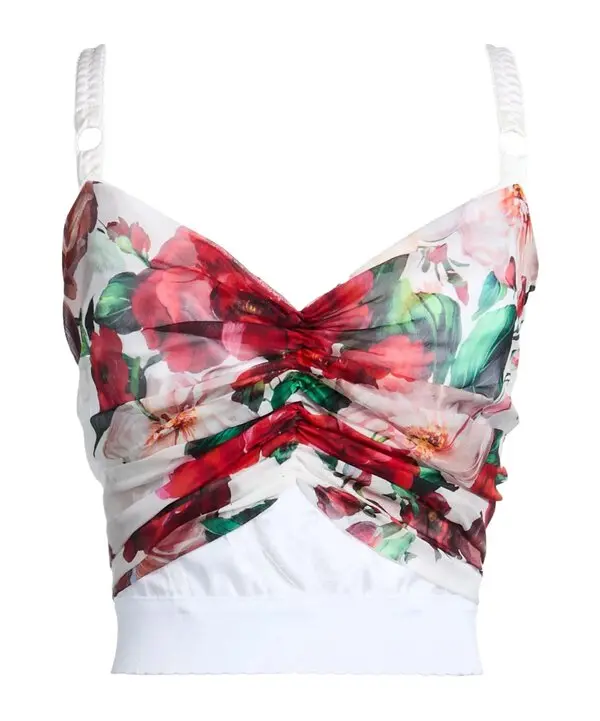 Dolce & Gabbana Floral Ruched Halter Top - Red