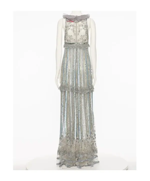Valentino Garavani Sleeveless Embellished Ruffled Dress