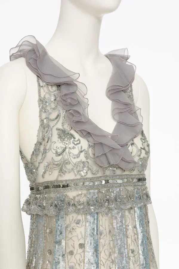Valentino Garavani Sleeveless Embellished Ruffled Dress